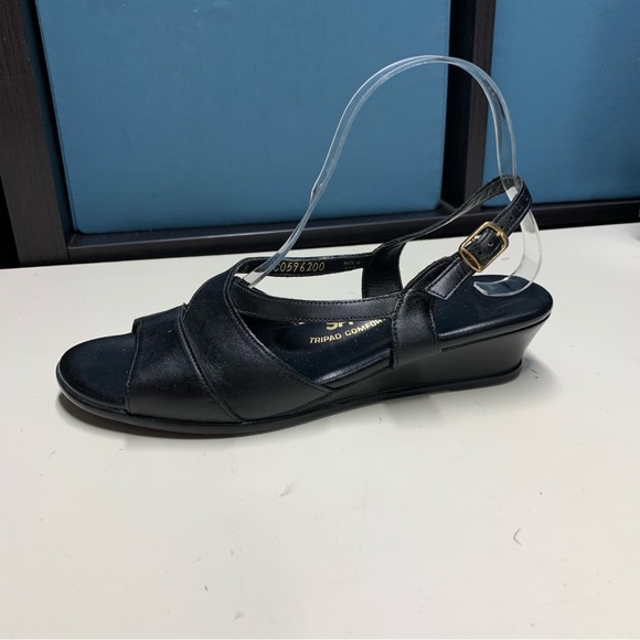 SAS | Shoes | Sas Tripad Comfort Caress Black Wedge Sandals Womens Size ...